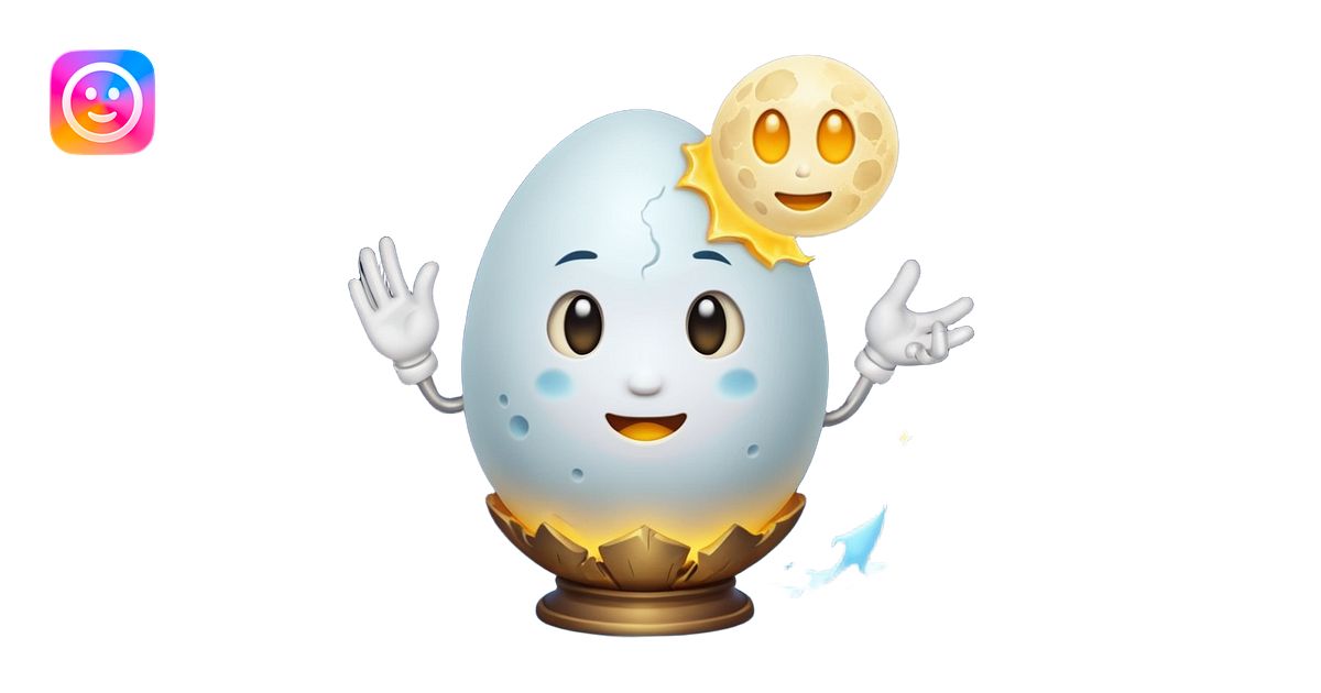 alchemy character cracking moon egg with light inside emoji | AI Emoji ...