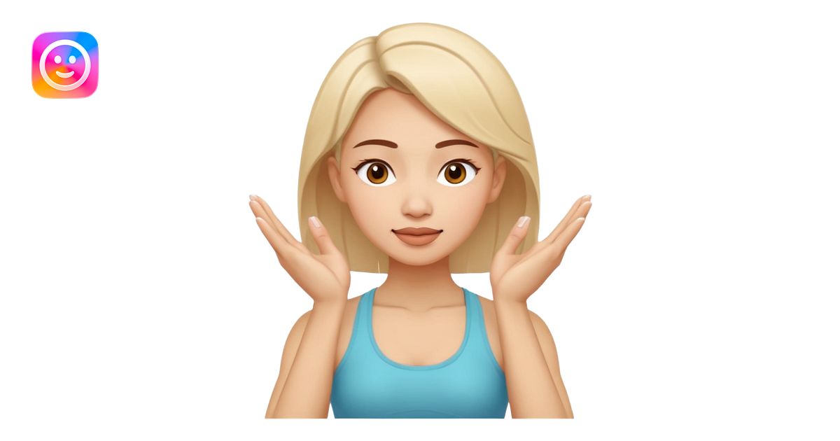 Minimal emoji of a woman performing face yoga, fingers pressing and ...