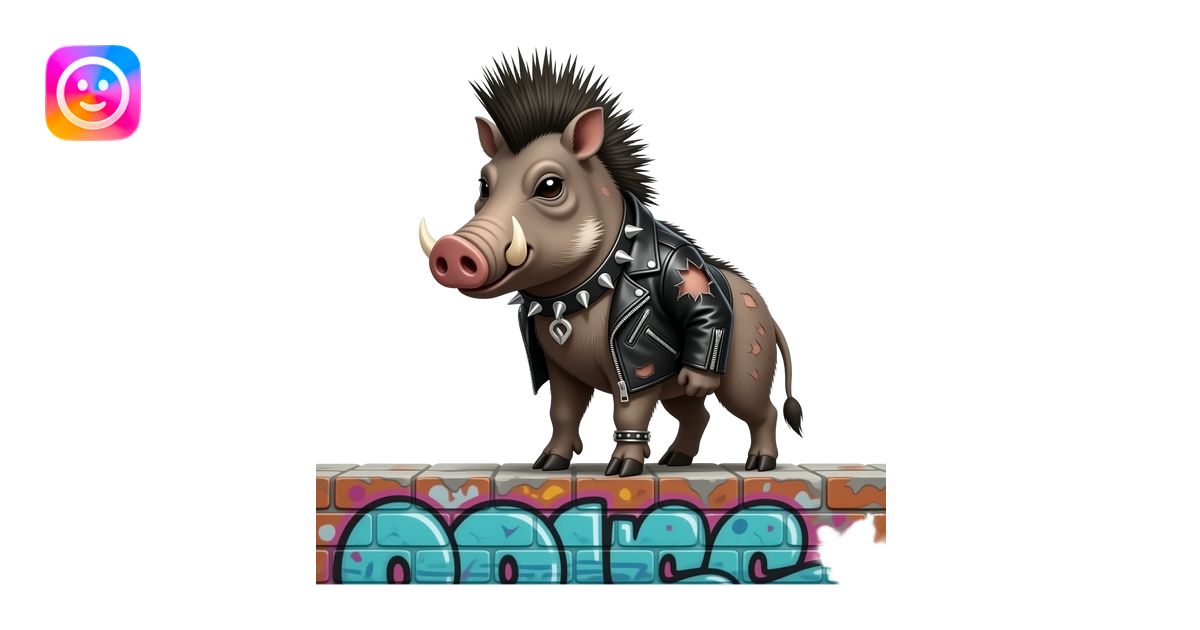 Punk rock warthog with a Mohawk emoji | AI Emoji Generator