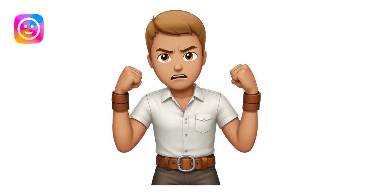 A man angry slanging a belt to someone’s behind emoji | AI Emoji Generator