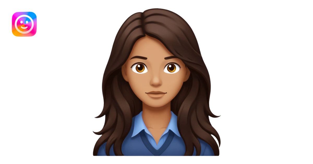 Spectacular Smith with long dark brown hair, tan skin emoji | AI Emoji ...