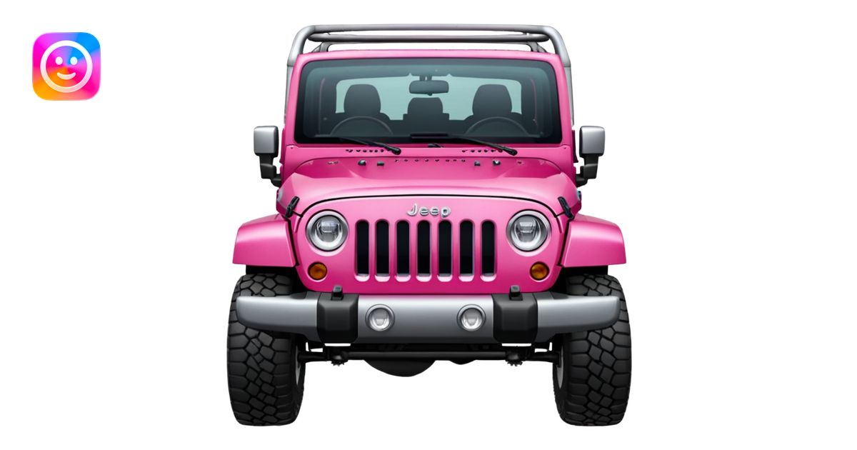 Raspberry pink jeep wrangler 4 door Sahara emoji | AI Emoji Generator