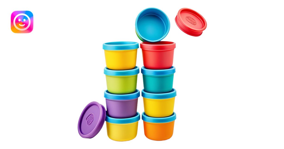Play-Doh containers with colorful clay emoji | AI Emoji Generator