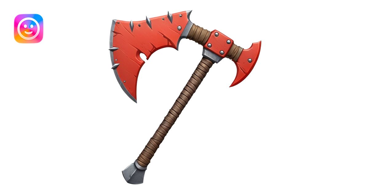savage barbarian axe object icon, spiked double blade, battle-worn ...
