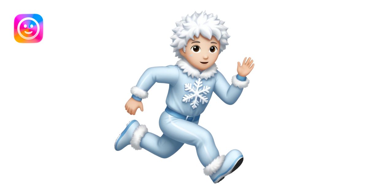 Someone running in a snowflake costume emoji | AI Emoji Generator