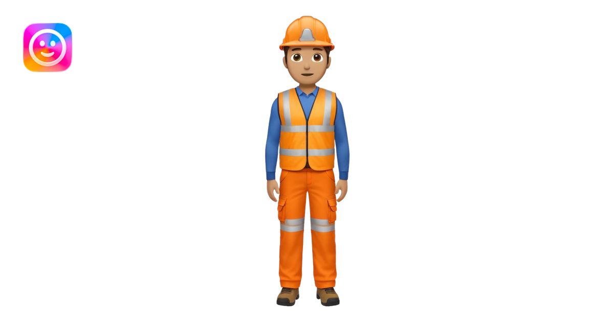 man no helmet, in orange hi vis vest and chinos, standing full body ...