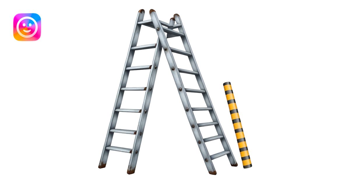 Broken ladder with tape fix emoji | AI Emoji Generator