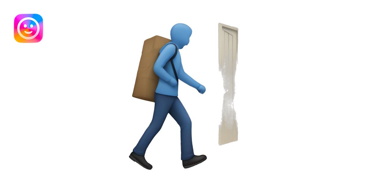 An emoji of a person walking toward a house, symbolizing entering or ...