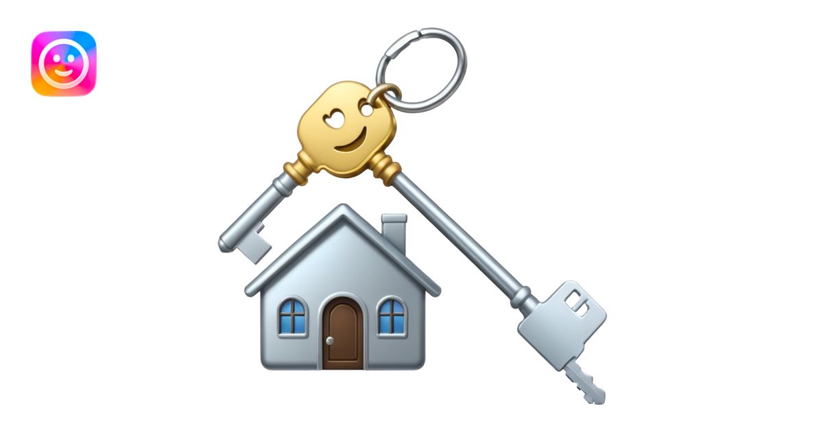 simple and friendly key with house emoji emoji | AI Emoji Generator