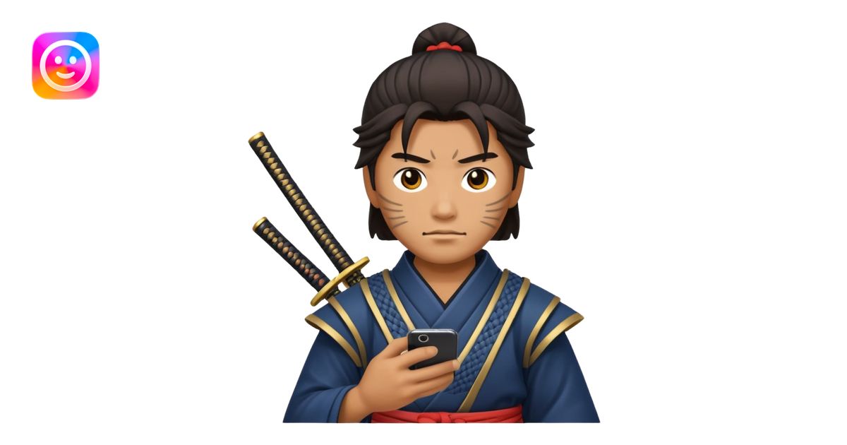 Samurai with Smartphone. emoji | AI Emoji Generator