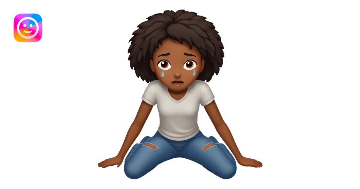 Black girl Falling to the floor hurt emoji | AI Emoji Generator