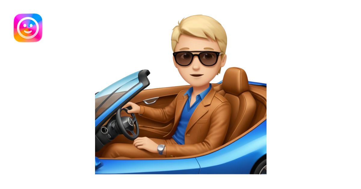 A rich boy in the super car going in speed emoji | AI Emoji Generator