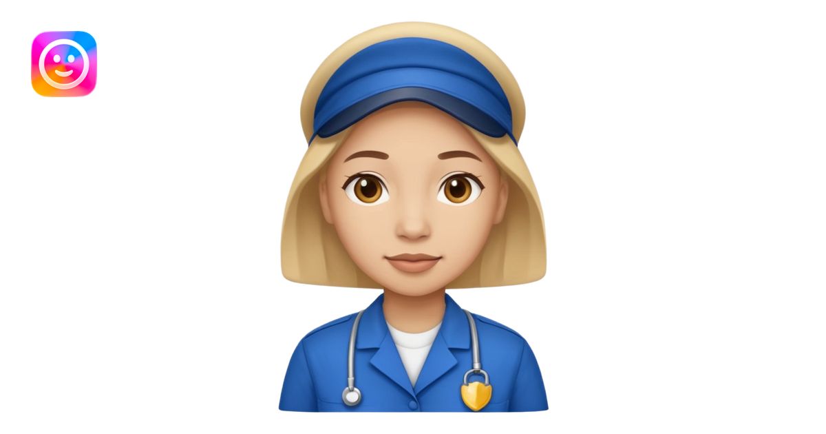 Care assistant my picture in blue uniform emoji | AI Emoji Generator