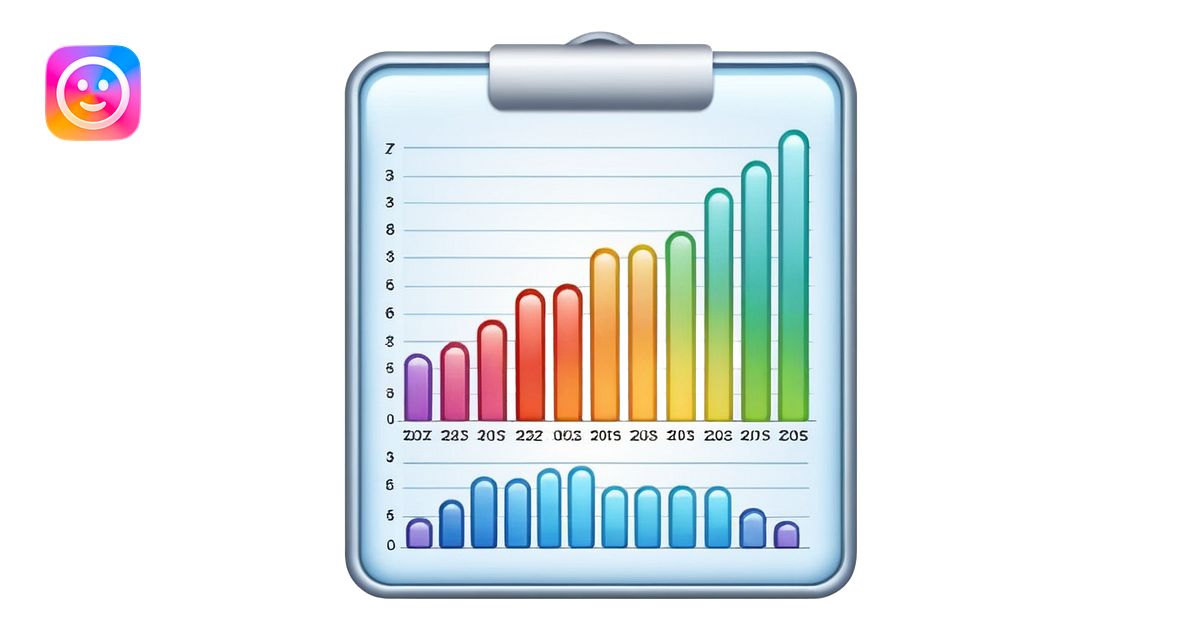 ios style emoji for report sheet consisting graph/ charts with sparkle ...