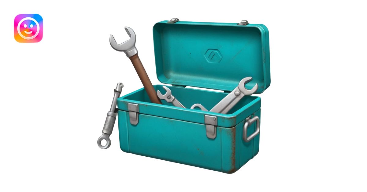 turquoise toolbox for plumber with wrench and pipe emoji | AI Emoji Generator
