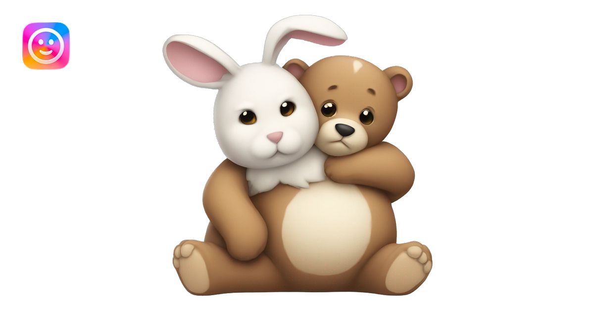 bunny cuddling cute bear emoji | AI Emoji Generator