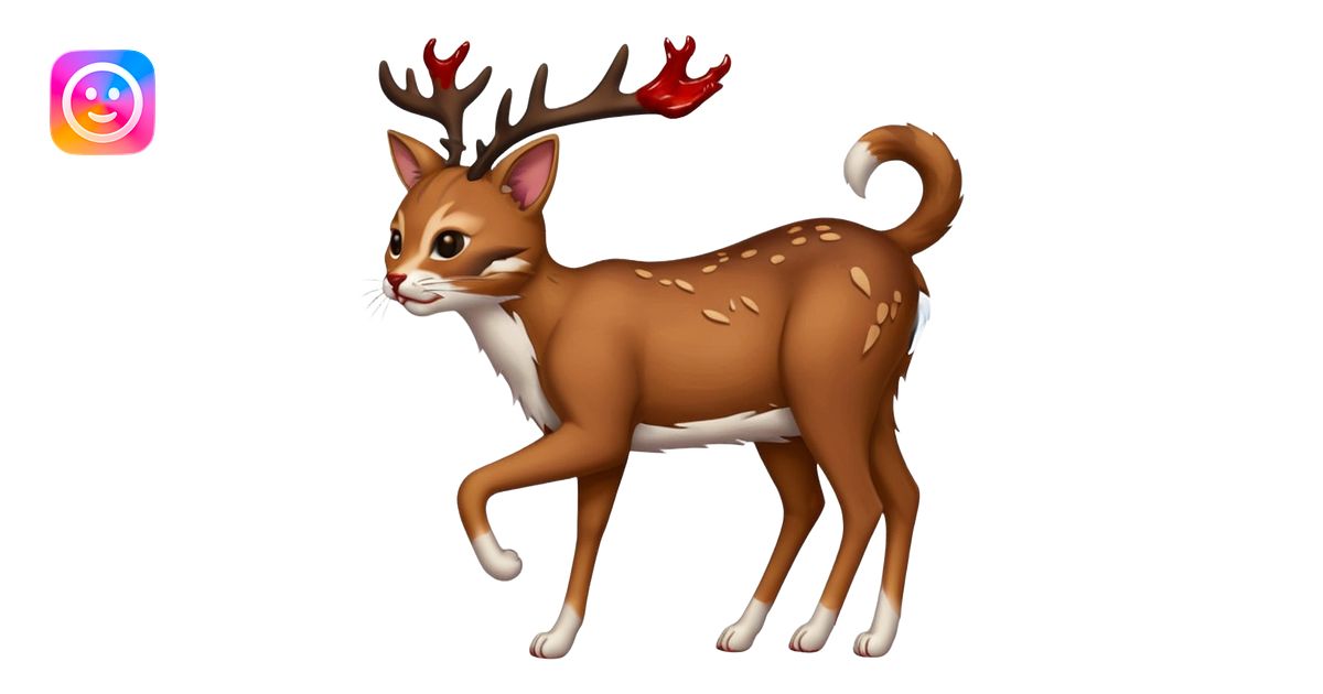 Cat kicking inside deer’s digesting stomach, emoji | AI Emoji Generator