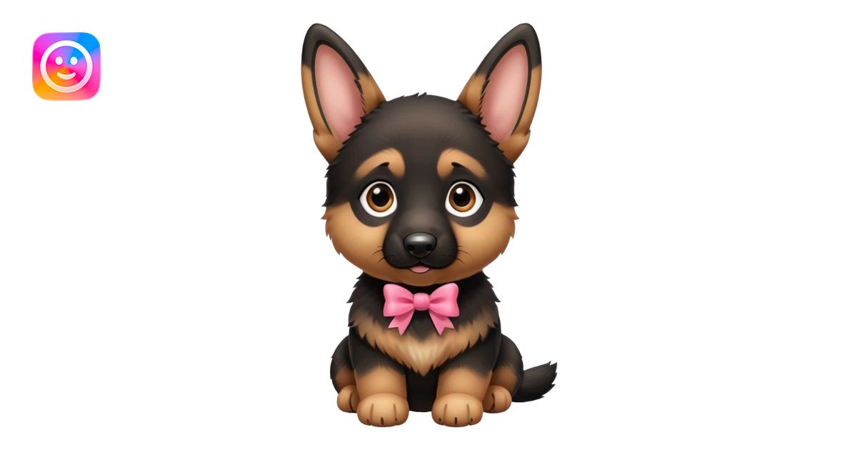 German shepherd puppy with a bow in the neck, like a gift emoji | AI ...