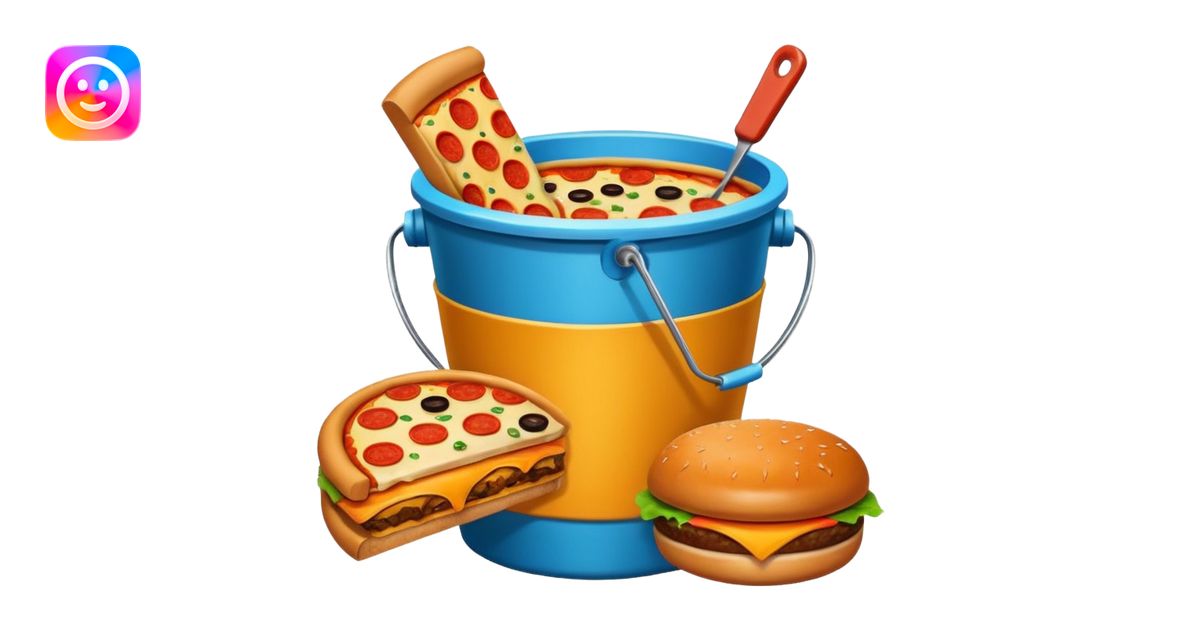 ganarate a emogi a bucket of food with pizza buerger coffee emoji | AI ...