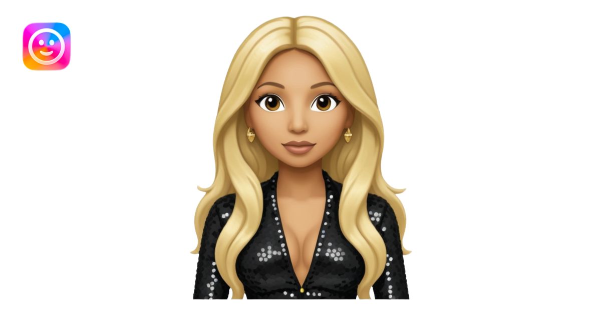 Tamar Braxton with long blonde hair, black sequin outfit emoji | AI ...
