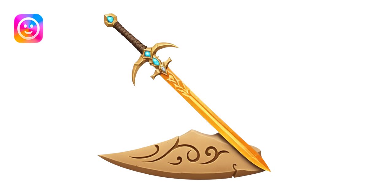 desert sand sword object icon, curved scimitar blade, sand-carved ...