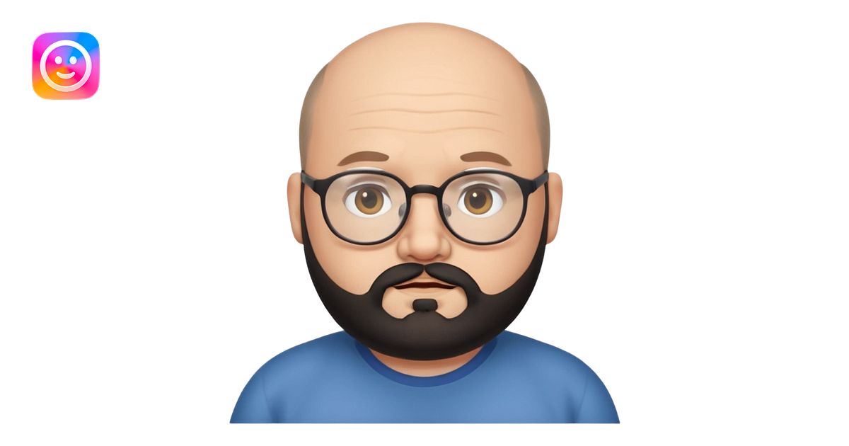 balding, chubby face, with glasses and black beard emoji | AI Emoji ...