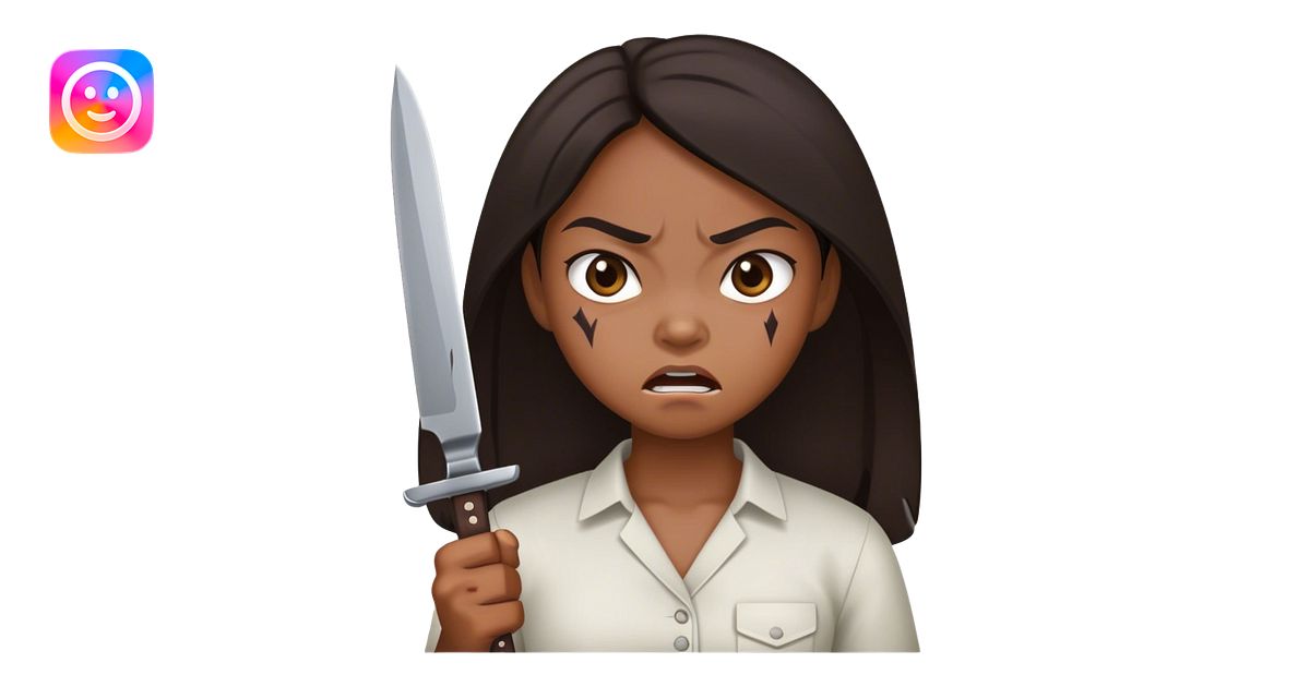 angry filipina girl holding knife emoji | AI Emoji Generator