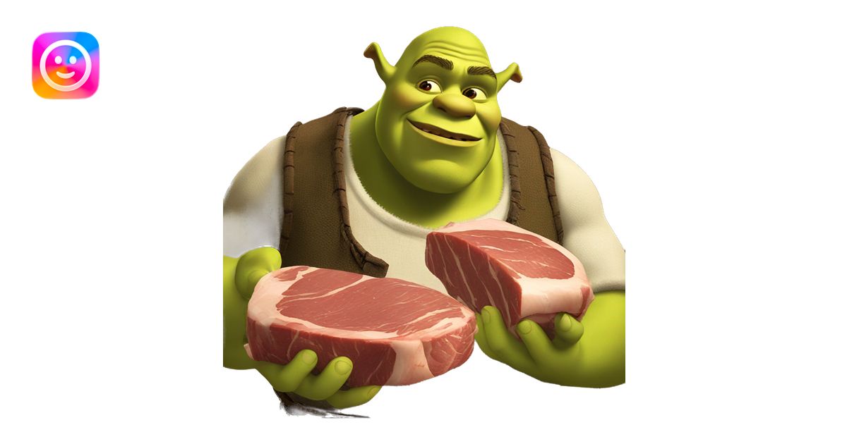 Shrek eats the meat emoji | AI Emoji Generator