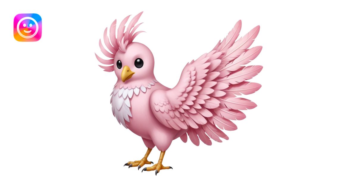 Pastel pink feather winged Fakémon-creature emoji | AI Emoji Generator