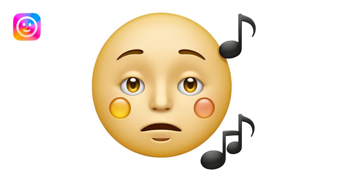 yellow circle face emoji whistling with music notes coming out its ...