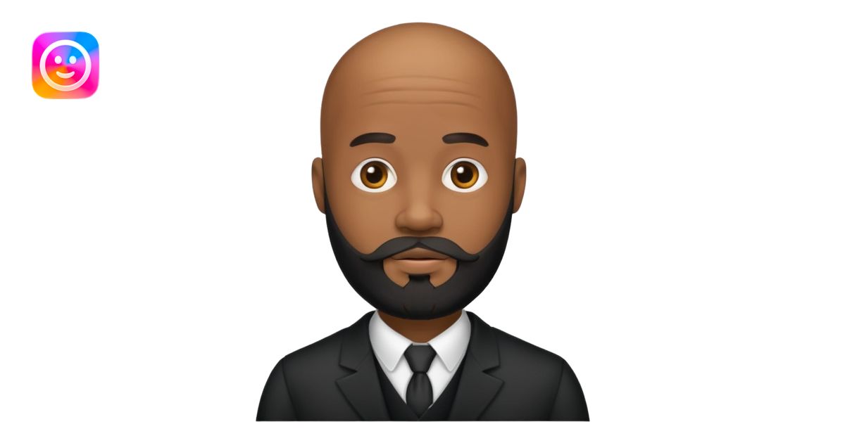 A black gigolo with a full beard and bald head emoji | AI Emoji Generator