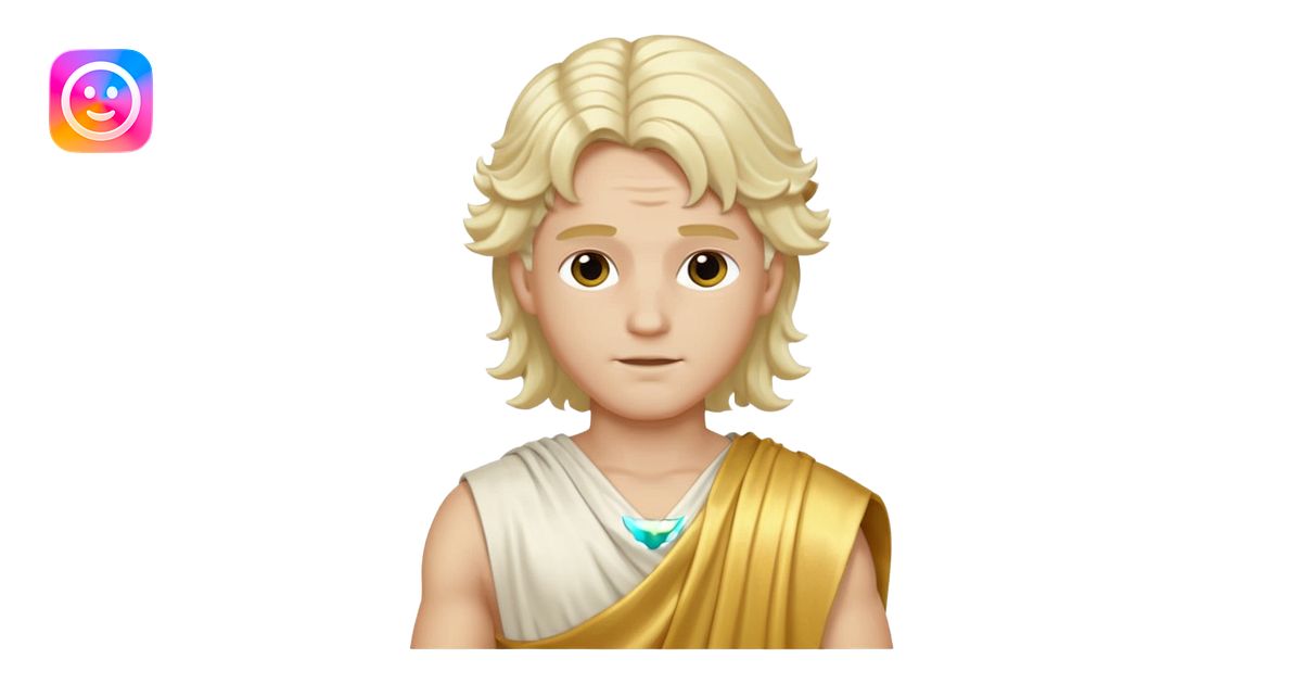 Apollo from The Olympians with long platinum blonde wavy hair, gold ...
