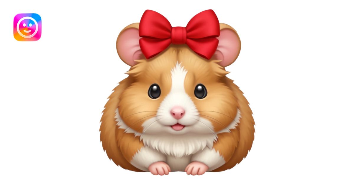 cute hamster wearing a bow on its head emoji | AI Emoji Generator