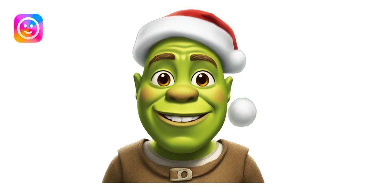 Shrek with a Santa hat emoji | AI Emoji Generator