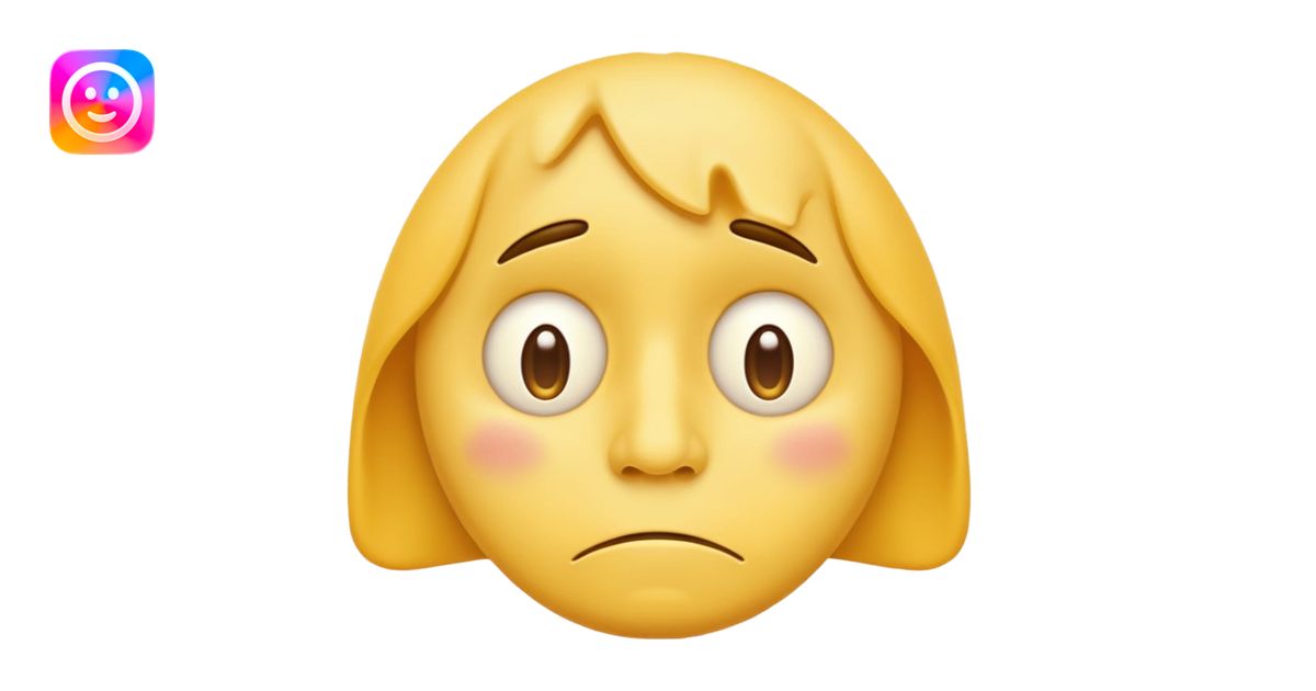 yellow face emoji with a tired expression, droopy eyes, subtle frown ...