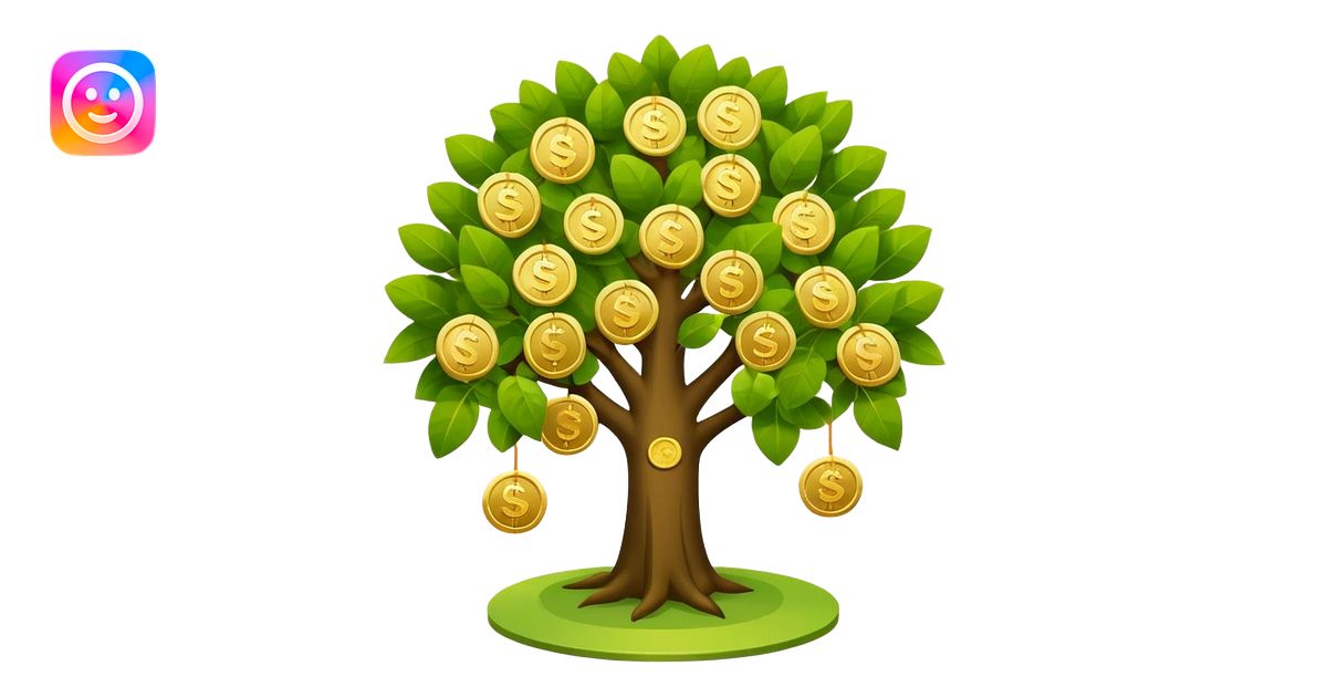 Apple-style money tree (10 coints), round soft green canopy. No pot, no ...