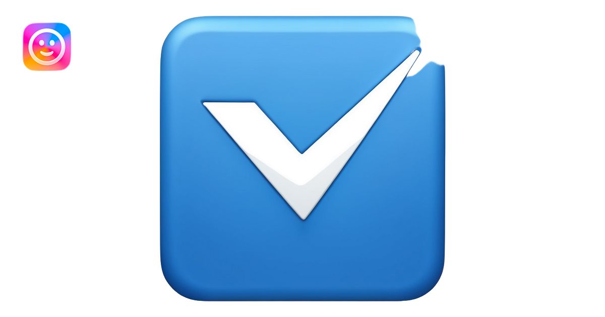 Make a symbol with a tilted blue colored square with a tick mark inside ...