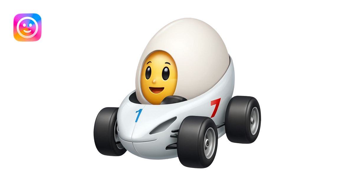 Sweet Egg in formula 1 car emoji | AI Emoji Generator