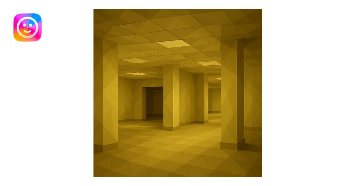 the backrooms, endless yellow rooms, eerie, liminal, low-poly polygonal ...