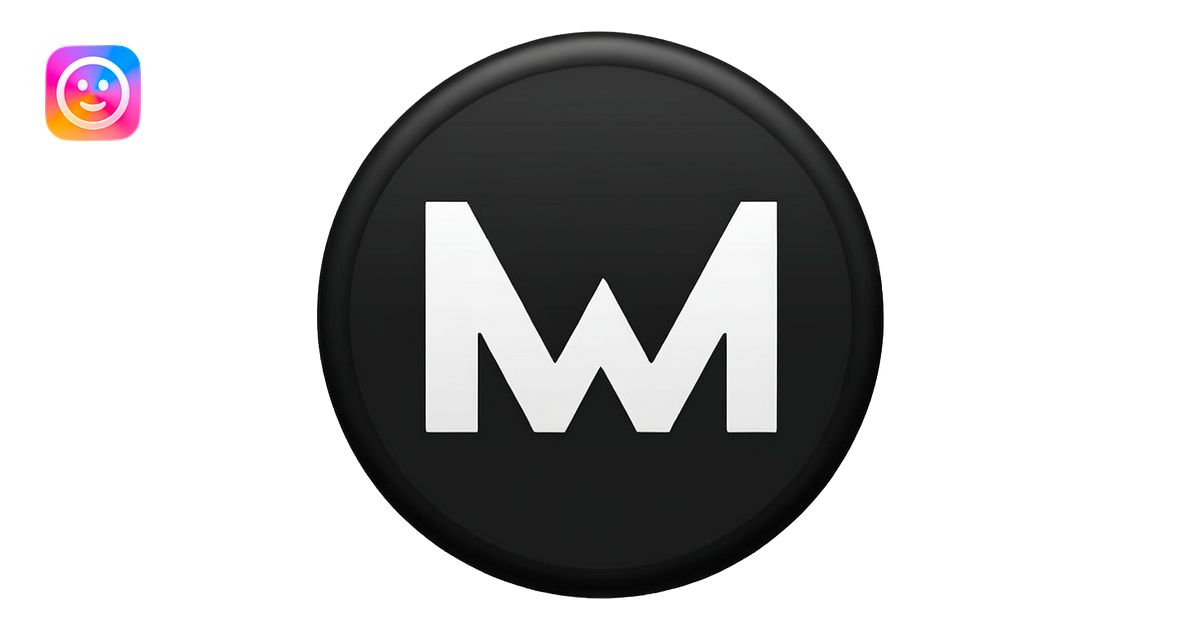 Black circle with “MB” written on in the middle of it. Nothing else no ...