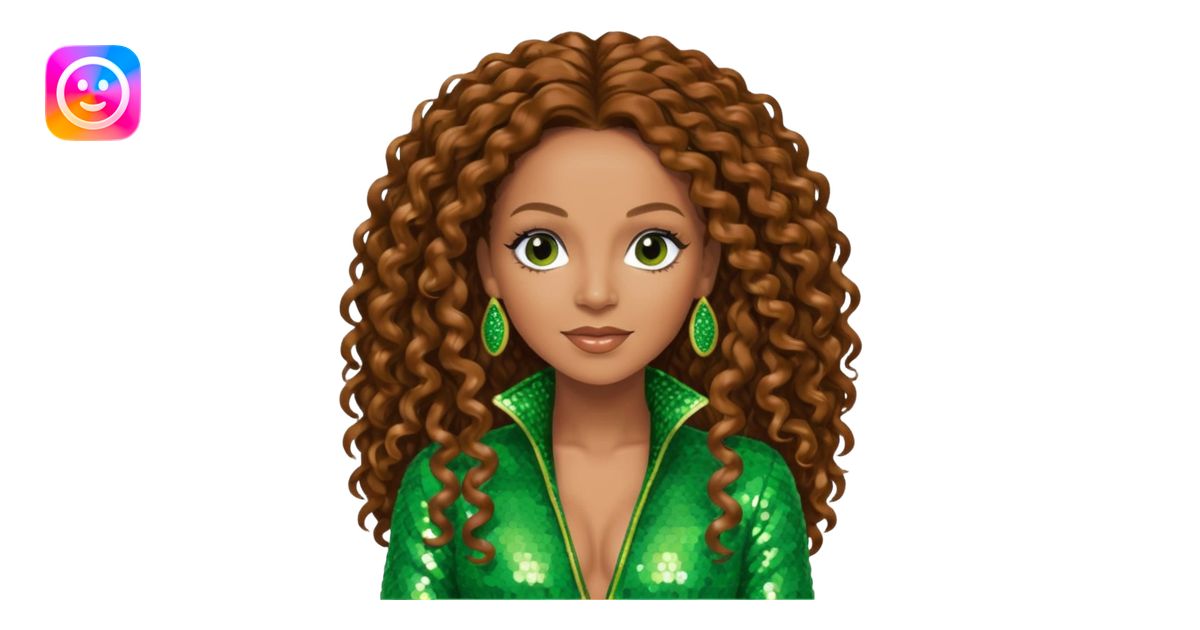 Mel B from Spice Girls with long brown curly hair, green sequin outfit ...