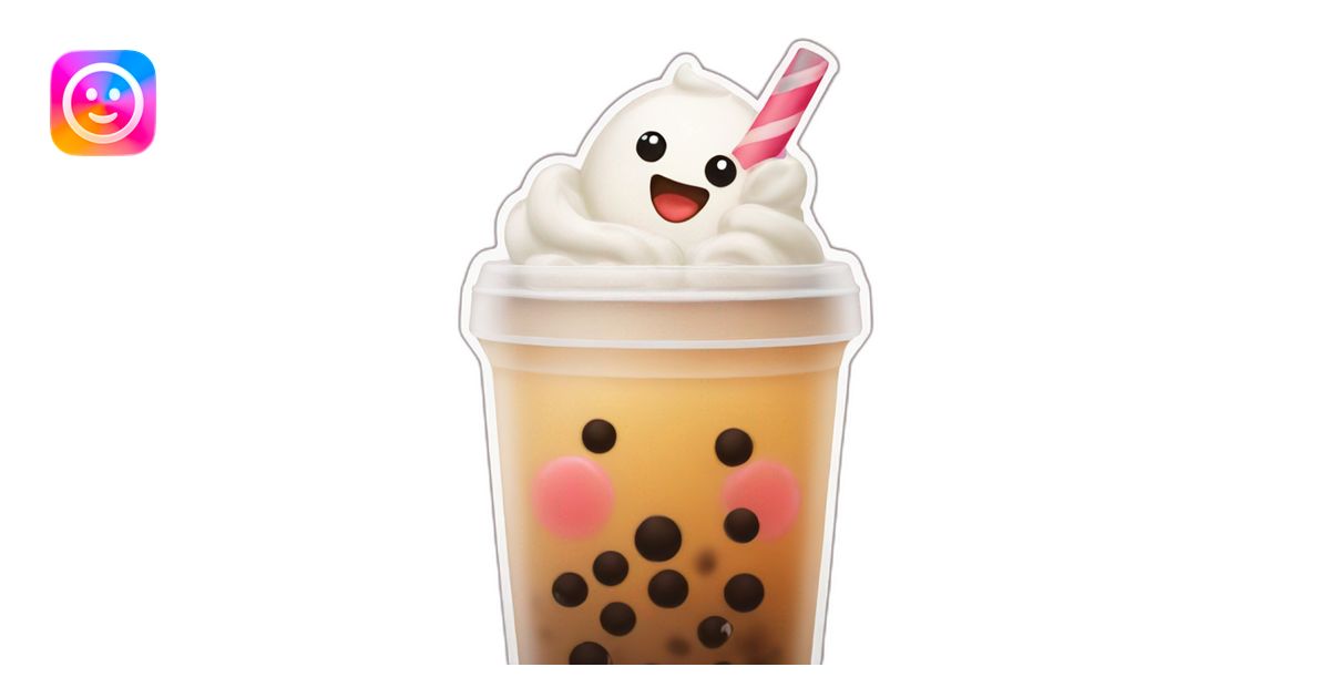Two bubble tea kissing emoji | AI Emoji Generator