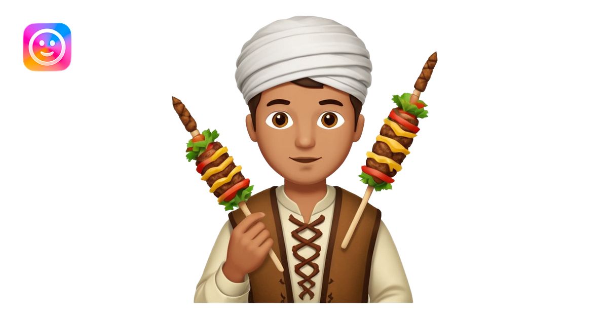 men eating beef kebab emoji | AI Emoji Generator