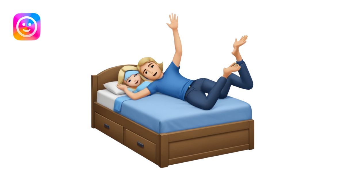 A bed with a girl laying down south and a man putting his hand up ...