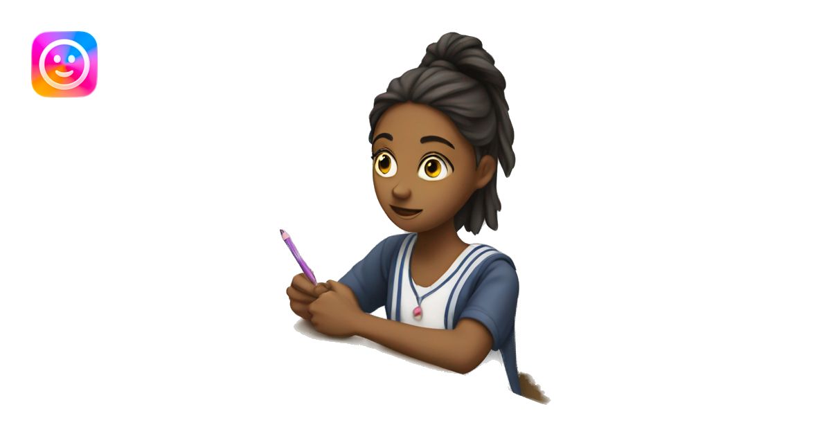 a teenager girl taking an exam emoji | AI Emoji Generator
