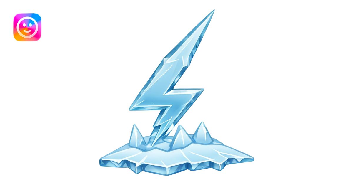 Four sided lightning bolt made of ice emoji | AI Emoji Generator