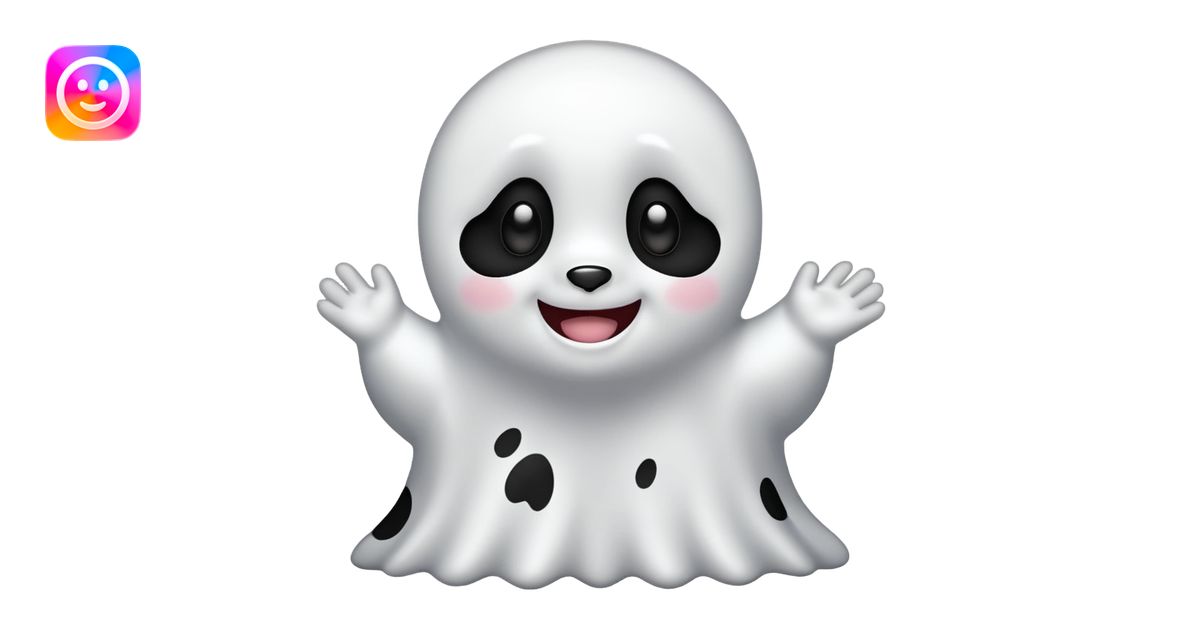 A cute ghost with panda prints all over emoji | AI Emoji Generator