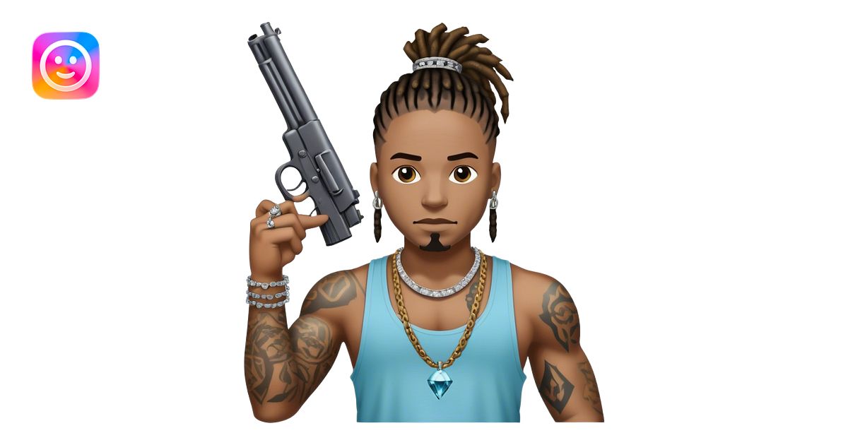 african-american race pig with dreads looking gangster with gun and ...