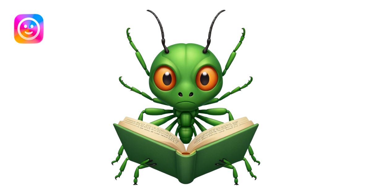 Bug reading book emoji | AI Emoji Generator