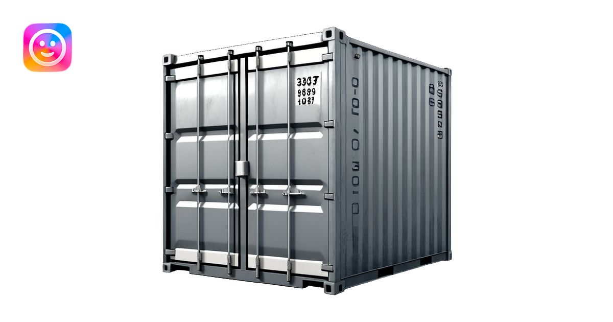 shipping container cast in raw grey concrete emoji | AI Emoji Generator
